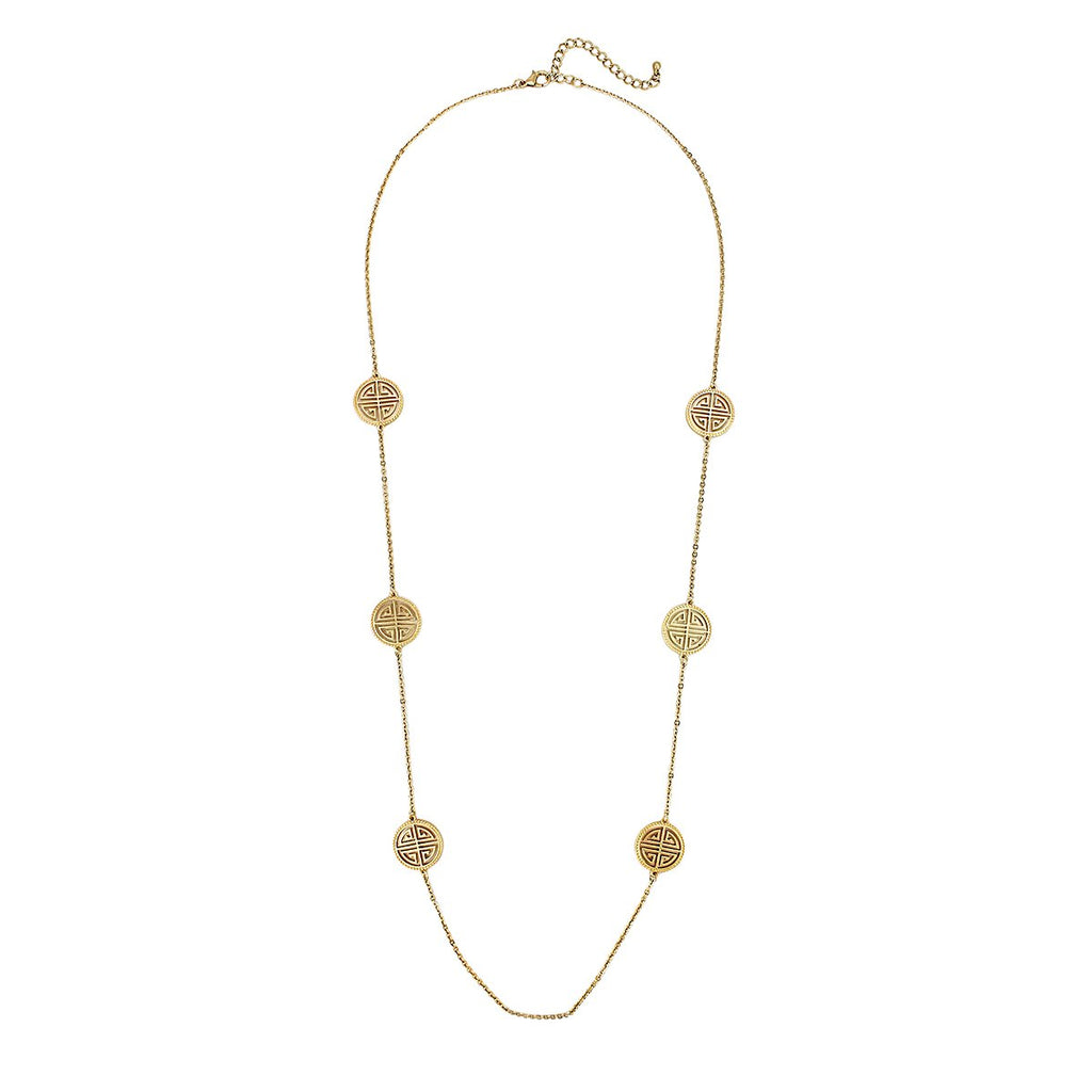 Four Blessings Good Luck Necklace, 36"+3" Extender (Gold Tone ...