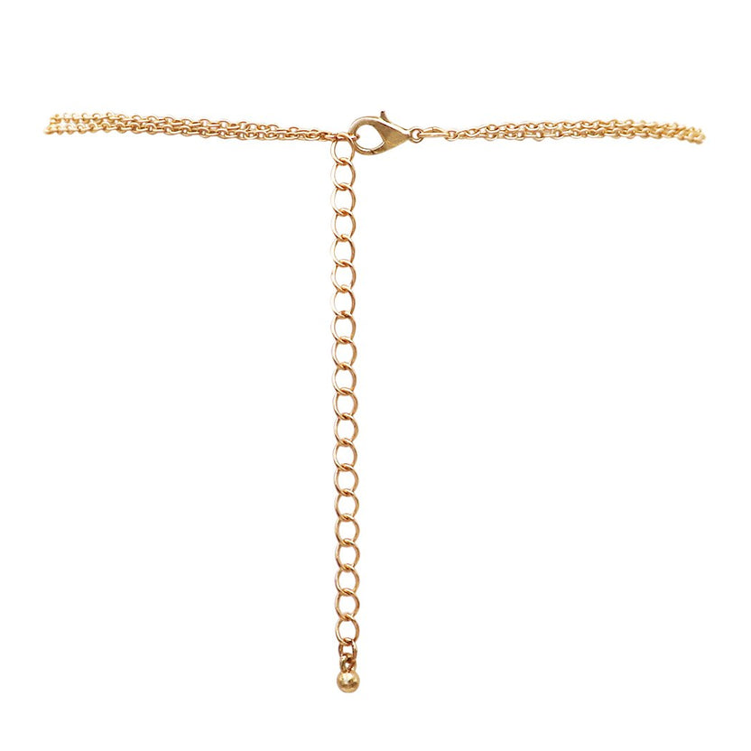 Double Chain with Glass Bead and Natural Stone Necklace, 46"+3.5" Exte ...